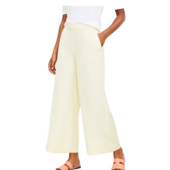 LOFT | Pants & Jumpsuits | Loft Wide Leg Linen Blend Pants Cropped High ...